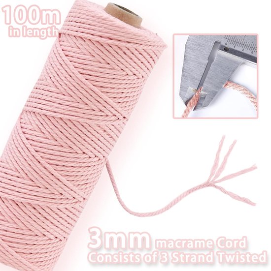 Macramé Katoenen Koord - 100% Natuurlijk - 100 m - 3 mm | bol