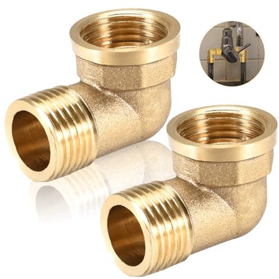 Messing Hoek 90 Graden 3/4 Inch Binnendraad x Buitendraad - 2 Stuks ...