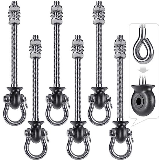 6 stuks Swing Hangertjes - Heavy Duty Hangmat Haak voor Yoga en Bokszak ...