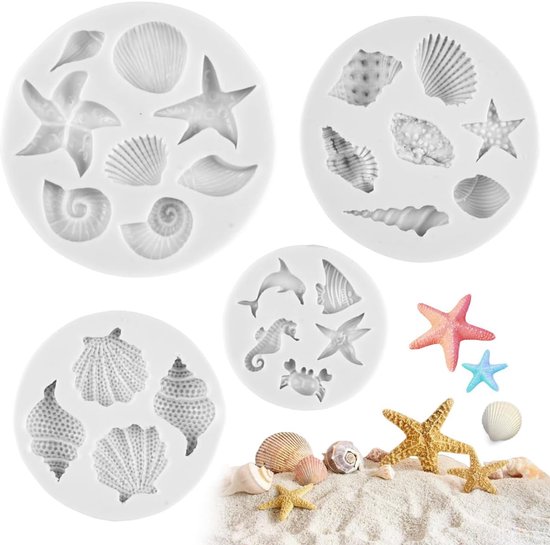 4pcs Marine Theme Silicone Fondant Mold - Onderzeese - Schelp ...