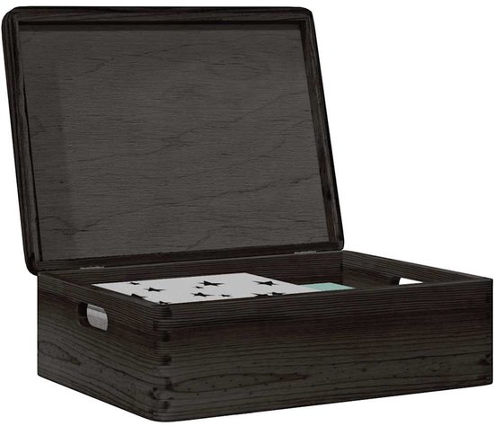 vidaXL - Houten - kist - met - deksel&handvatten - 40x30x13cm ...