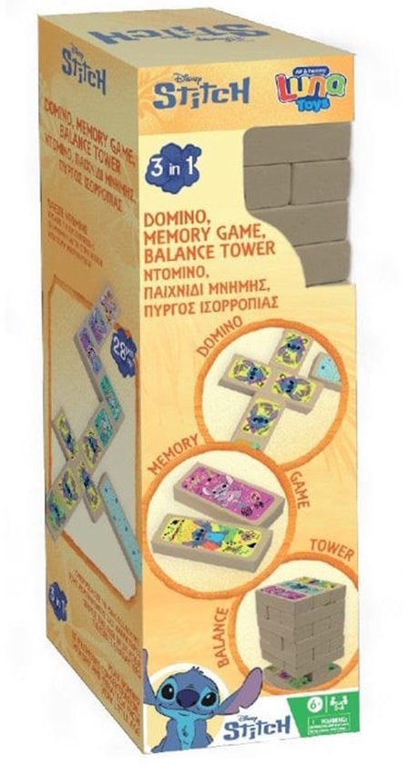 Lilo & Stitch 3-in-1 Spelset – Domino + Memory + Balansspel ...