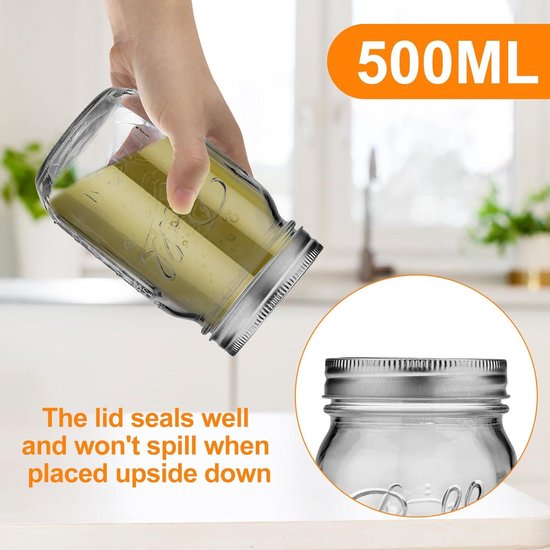 Bocal Mason avec couvercle - 500 ml - Hermétique - Bocaux de mise en ...