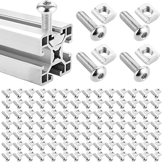 200pcs M5 Groove Nuts Set - 100pcs T Groove Rail en 100pcs M5 Schroeven ...