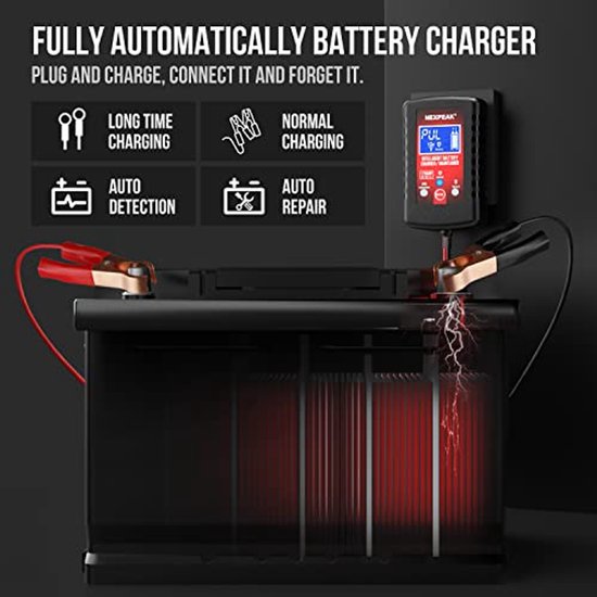 Slimme 1,75 Amp Auto Acculader - Volledig Automatische Batterijlader 6V ...