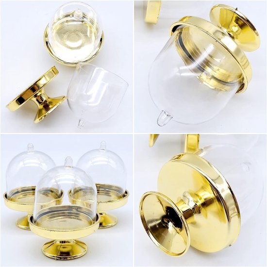 12 Pieces Mini Cake Stand - Cake Bell Glass Bell - Cake Plate with Hood ...