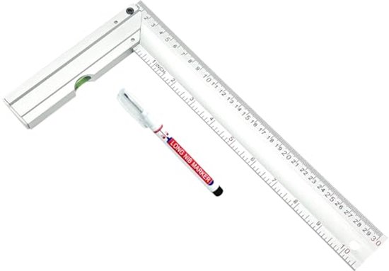 Timmermanshoek 300 mm - Vierkante L-vormige Metalen Liniaal met 90 ...