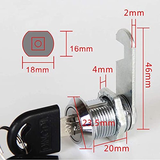 (Pack of 10) Mailbox Turning Tongue Lock File Cabinet Lock 20mm Open ...