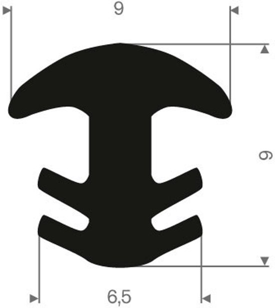 Rubbermagazijn | Volrubber T-profiel | Afmeting = 9x9mm | Lengte 10 ...
