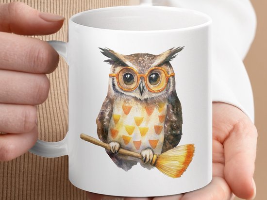 Mok - Uil met bril mok, Schattige uil mok, Academische uil mok, Uilen ...