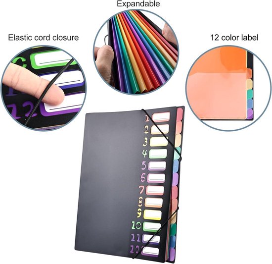 Allecto plus - Draagbare Uitvouwbare Documentenmap A4 met 12 ...