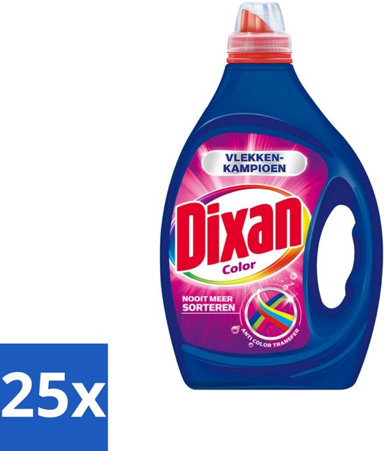 25 x Dixan Color - Vloeibaar Wasmiddel en Vlekverwijderaar - Anti Color Transfer -... | bol