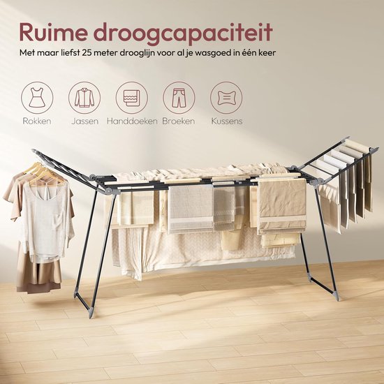 Meisterhome® – Uitschuifbaar Zwart Wasrek - Droogrek – Extra Groot ...