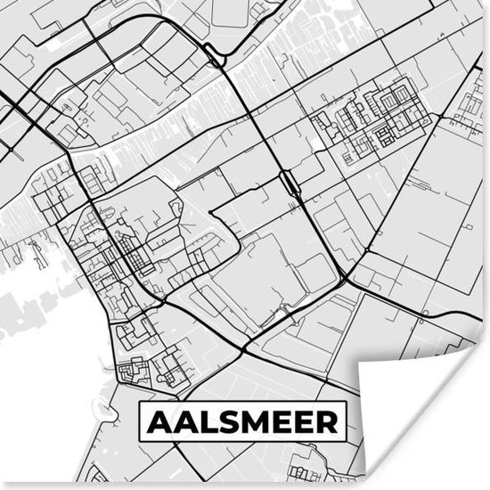 Poster Stadskaart - Aalsmeer - Grijs - Wit - 30x30 cm - Plattegrond ...
