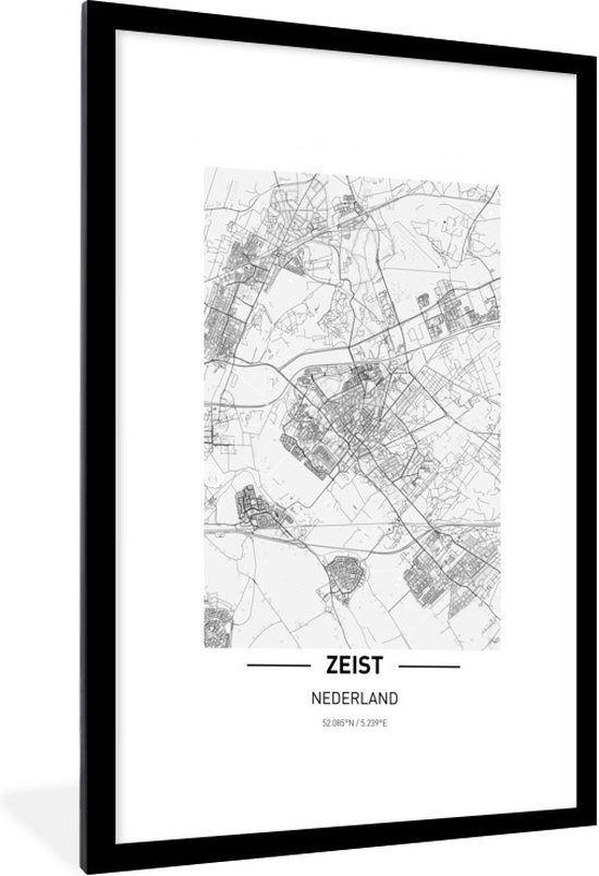Fotolijst incl. Poster - Stadskaart Zeist - 60x90 cm - Posterlijst ...
