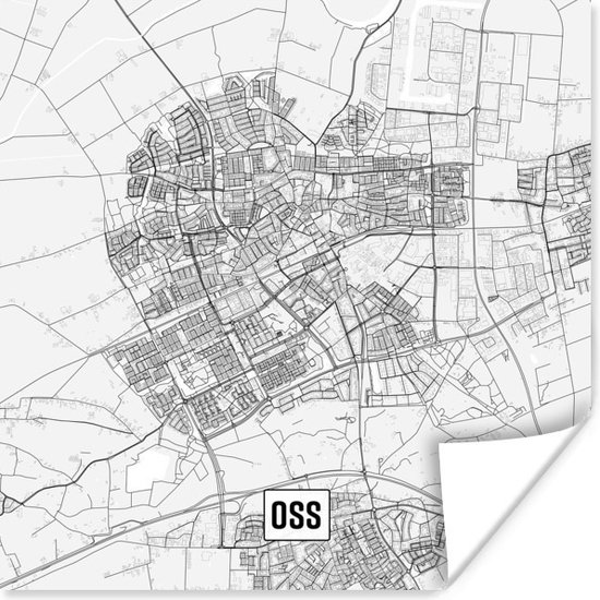Poster Stadskaart Oss - 50x50 cm - Plattegrond | bol.com