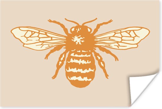 Poster tekening van een bij - 40x30 cm | bol