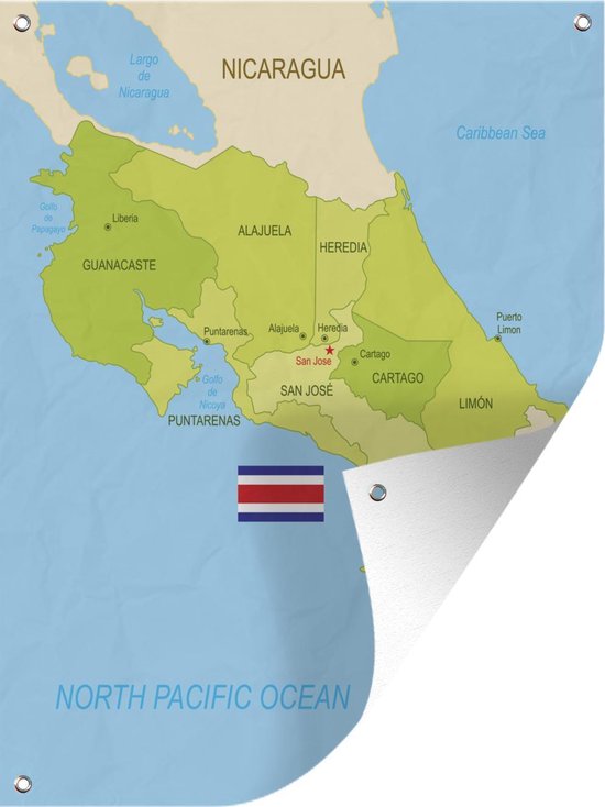 Tuin decoratie Illustratie van de kaart van Costa Rica en de vlag ...
