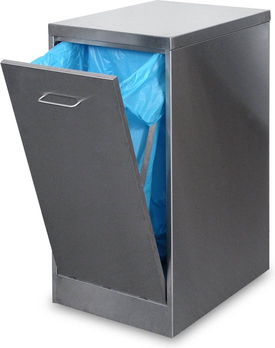 Hamach RVS Afvalcontainer - 250 Liter - Met Zakhouder | bol