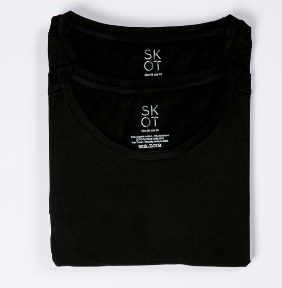 SKOT Fashion Duurzaam t-shirt heren round neck Black 2-pack - zwart ...
