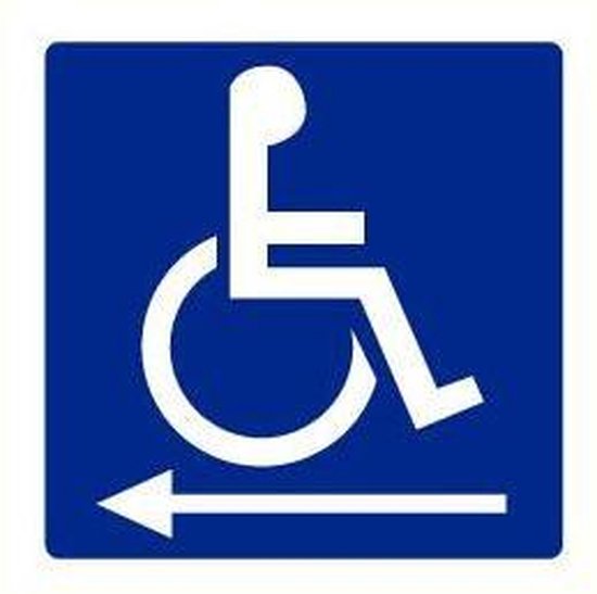 Rolstoel links spiegelbeeld bord - kunststof 100 x 100 mm | bol