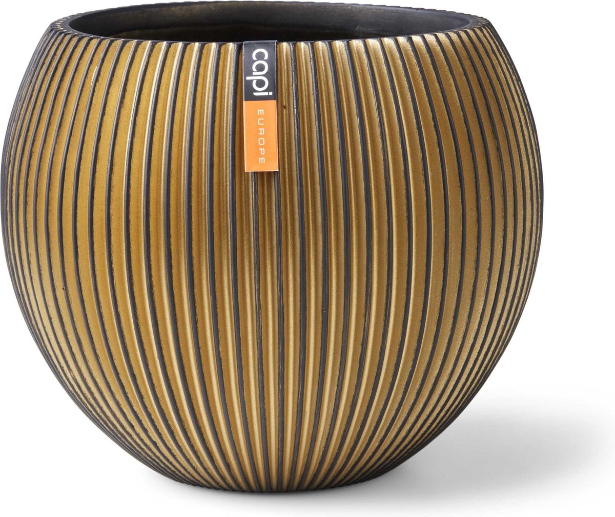 Capi Europe - Vaas bol Groove - 21x19 - Goud - Bloempot voor binnen ...