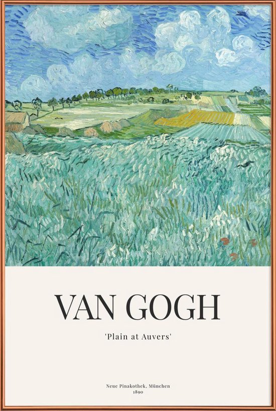 JUNIQE - Poster met kunststof lijst Van Gogh - Plain Near Auvers | bol.com