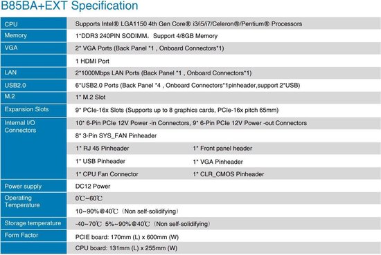 Carte mère de carte graphique B85-BTC 8 GPU Ethereum ETH Mining avec 1 ...