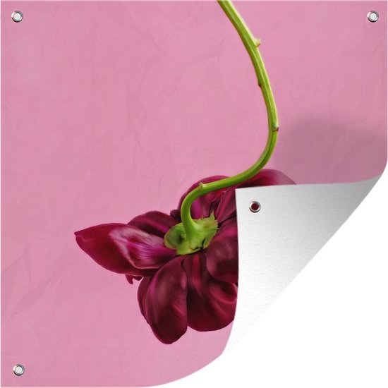 Tuindoek De onderkant van een rode pioenroos - 100x100 cm | bol.com
