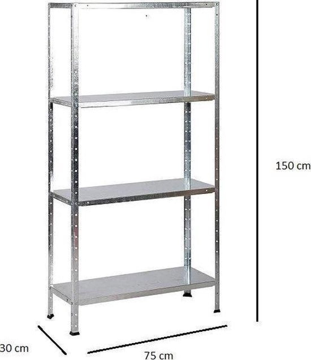 4 Stuks Metalen opbergrek / stellingkast - 200 kg draagkracht - (BxDxH ...