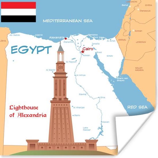 Illustration de la carte d'Alexandrie avec un poster phare 120x160 cm ...