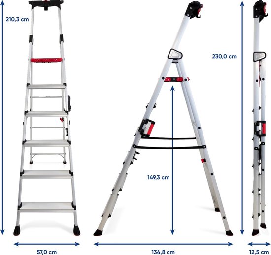 Equivera Huishoudtrap 6 Treden - Keukentrap - Trap Ladder ...