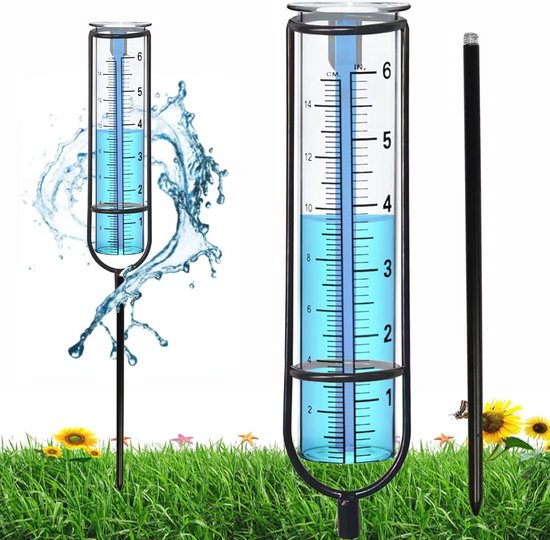 Decoratieve Regenmeter voor Tuin en Terras - Glazen Regenmeter voor ...