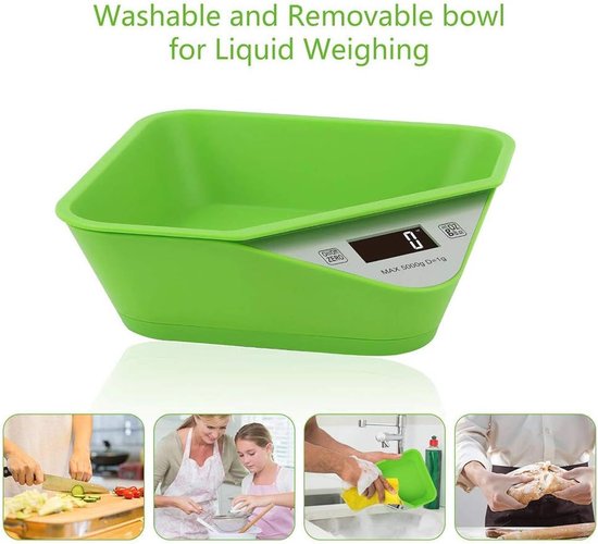 Digitale keukenweegschaal met uitneembare kom - 5kg/11lb, ideaal voor ... Digitale keukenweegschaal met uitneembare kom - 5kg/11lb, ideaal voor ...