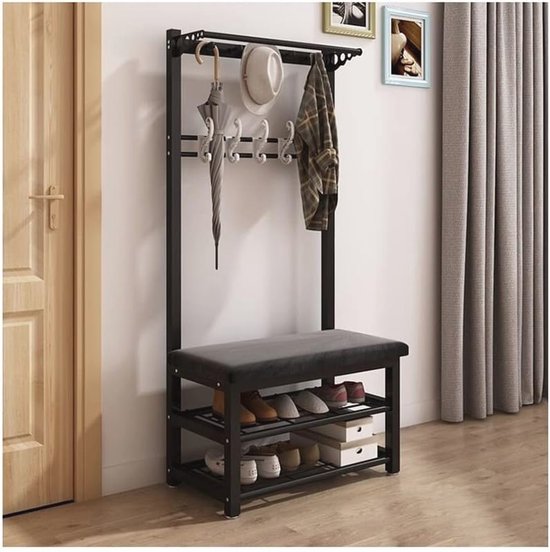Industriële Kapstok met Schoenenrek en Bankje voor Hal of Slaapkamer ...