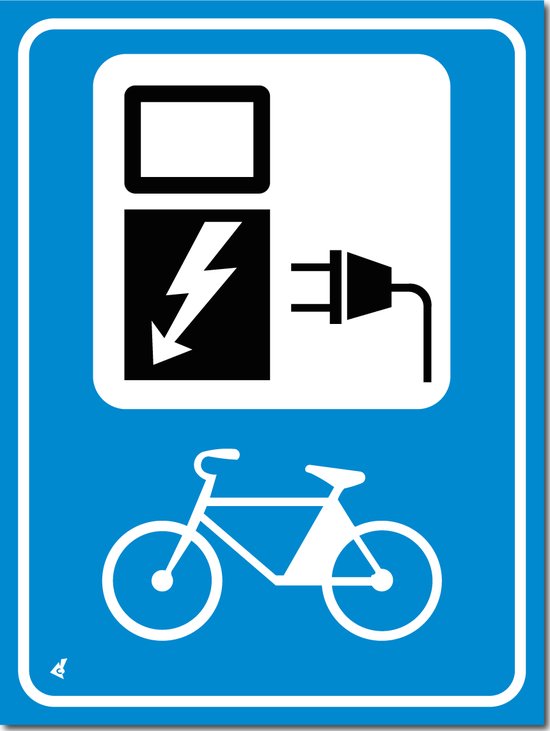 Parkeerbord laadpunt elektrische fiets bord - Bord 300 x 400 mm ...
