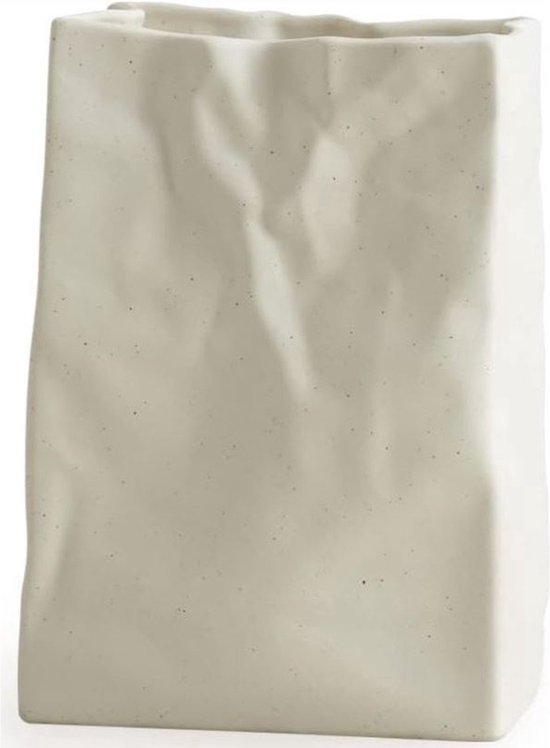 Keramische vaas - Vorm van een verfrommelde papieren zak - Decoratieve ...