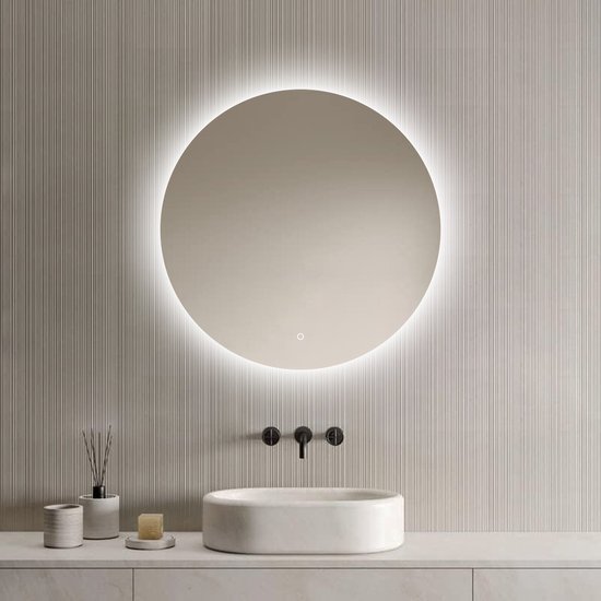 Loxa - Ronde Badkamerspiegel Lena met Led 70cm - Dimbaar - Condensvrij ...