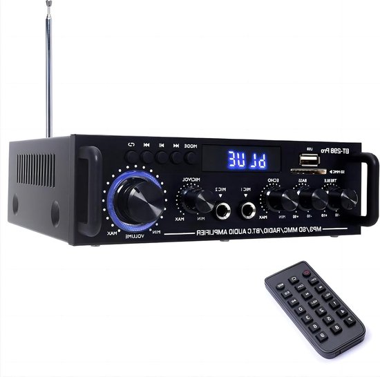 BT298 Pro Audioversterker - Hifi-versterker met Bluetooth & Draagbare FM-radio - 1... | bol