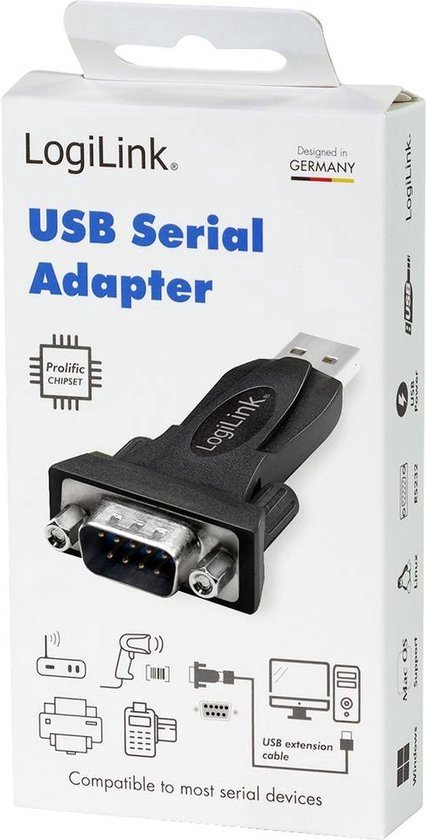 LogiLink Adapter Serieel [1x USB-A 2.0 stekker - 1x RS232-stekker ...