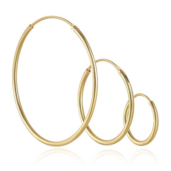Elenza Set van 3 Goudkleurige Hoepel Oorbellen - 12mm, 20mm, 30mm | bol
