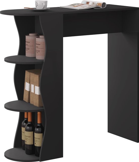 Smalle Bartafel met Planken voor Keuken en Woonkamer - 110x40cm Zwart | bol