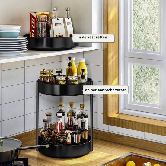 Draaiplateau - Kruidenrek - Draaibaar 360 Graden - 2 Etages - Organizer Voor Keuken,... | bol