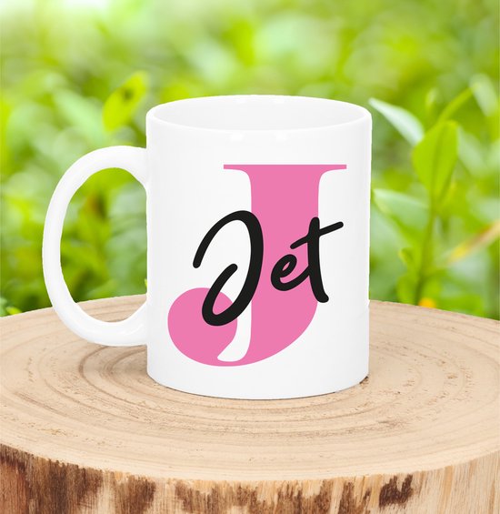Bellatio Decorations Naam mok Jet - roze - wit - keramiek - 300 ml ...