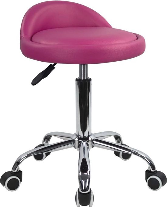 Verstelbare Draaikruk met Rugleuning voor Thuis en Kantoor - Roze | bol