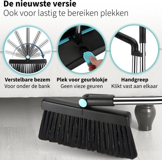 Stoffer en Blik met Lange Steel - Verstelbaar - Veger - Bezem Binnen ...