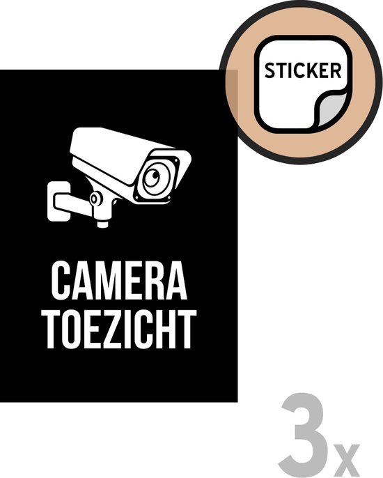 Pictogram/ stickers (klein) (3x) | "Cameratoezicht" | 8 x 12 cm | Zwart ...