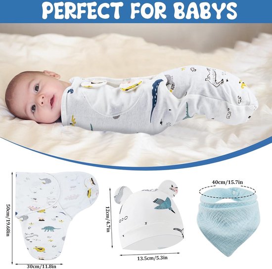 Inbakerdoek 0-3 Maanden - 3 Stuks - Biologisch Katoen - Baby Slaapzak ...