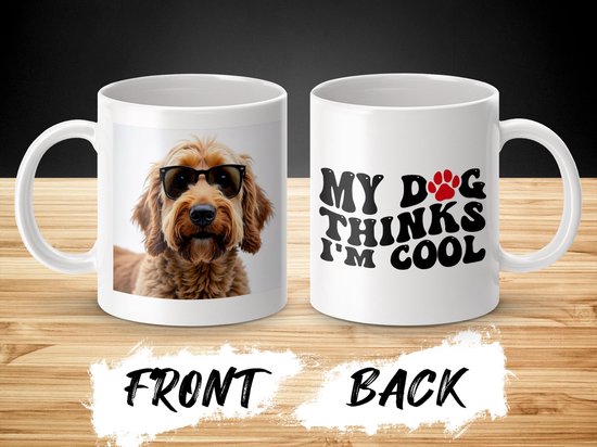 Leuke mok met hond met bril, schattige honden mok, grappige honden ...