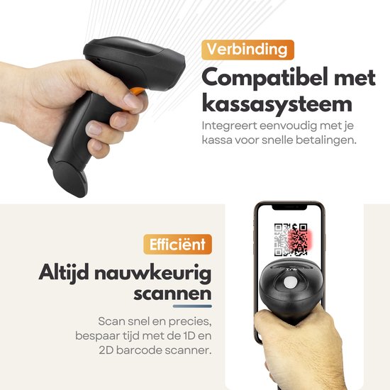Navix Draadloze Barcode Scanner - Handscanner voor QR Code - 10 meter ...